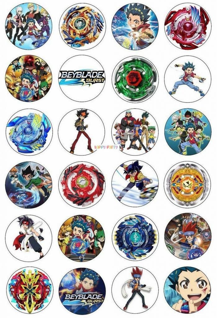 Beyblade Cupcake Toppers 4cm UNCUT Image Cake Decoration - Happy Party ...