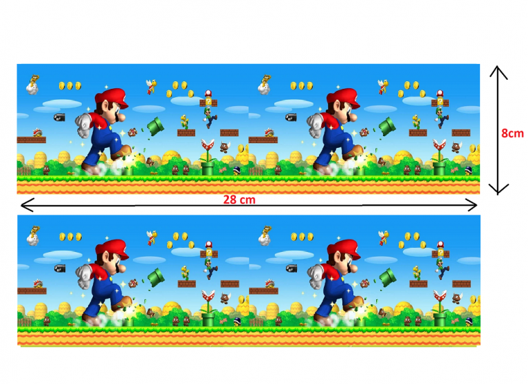 MARIO Design CAKE WRAP Around The Cake Images Topper - Happy Party ...