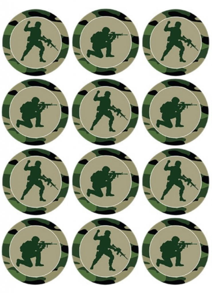 Army Soldiers Edible Cupcake Topper 4cm Round Uncut Images Decoration ...