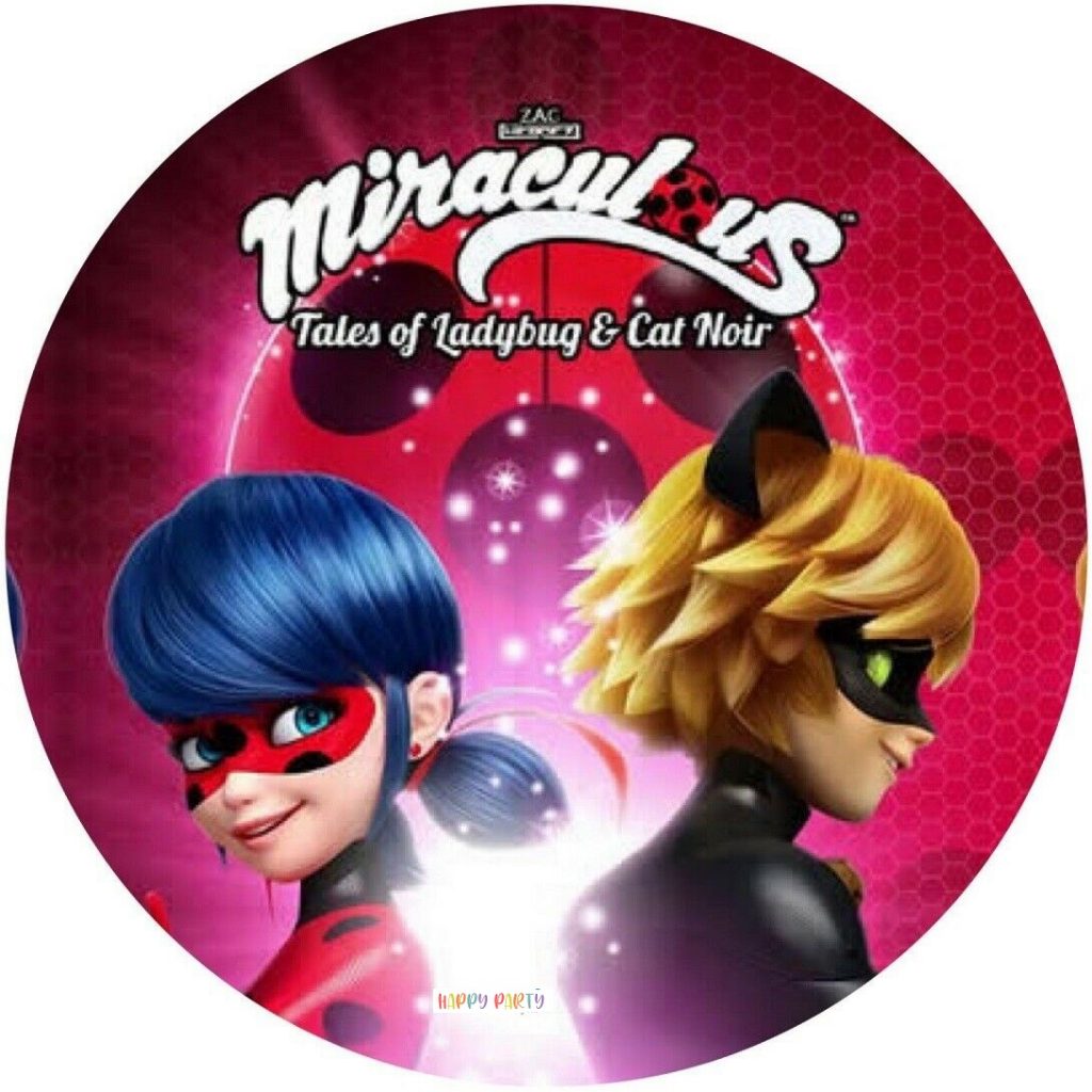 Miraculous Ladybug and Cat Noir Edible Birthday Cake Topper Decoration ...