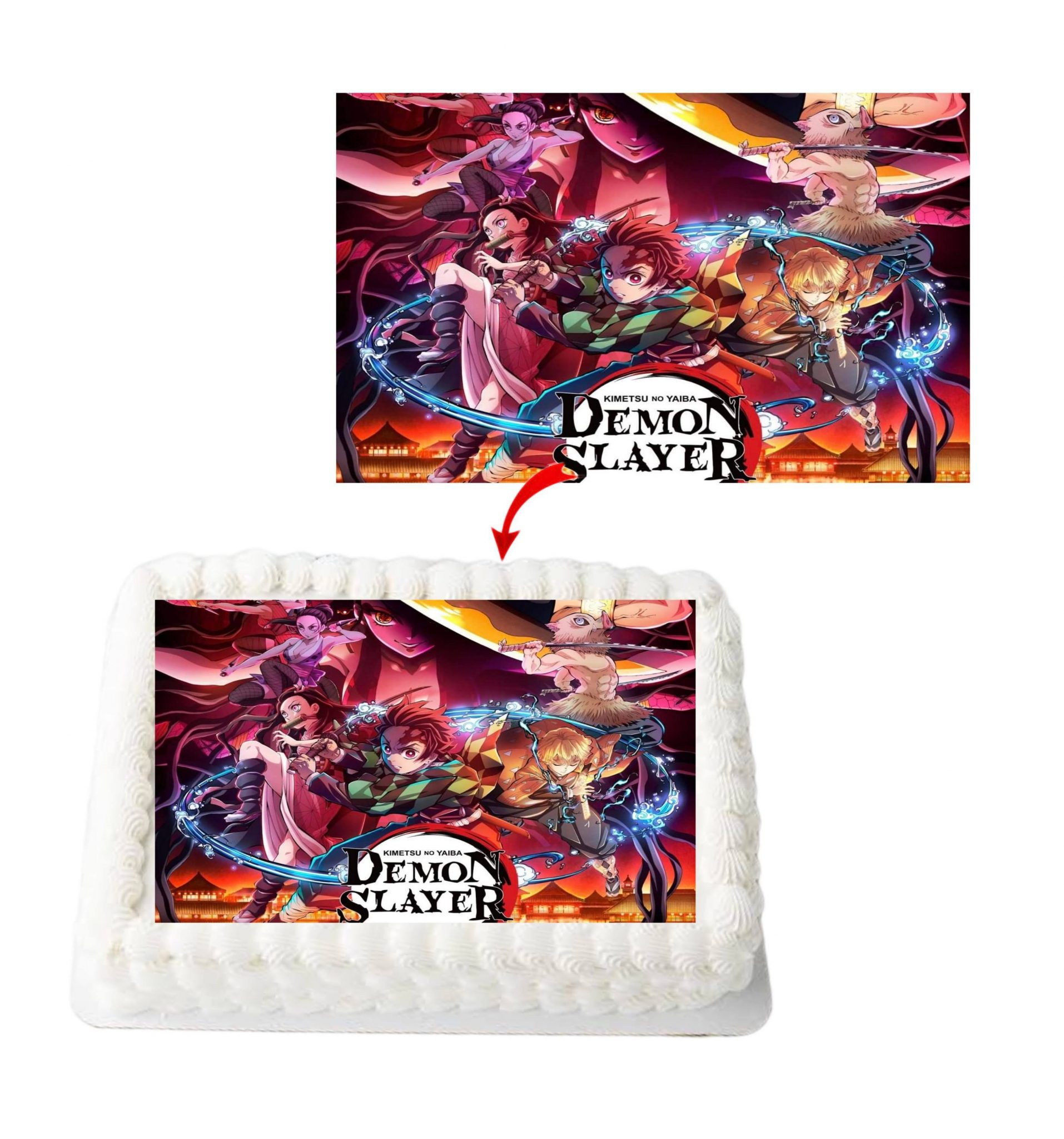 Demon Slayer A4 Rectangle Birthday Cake Topper Decoration Images ...