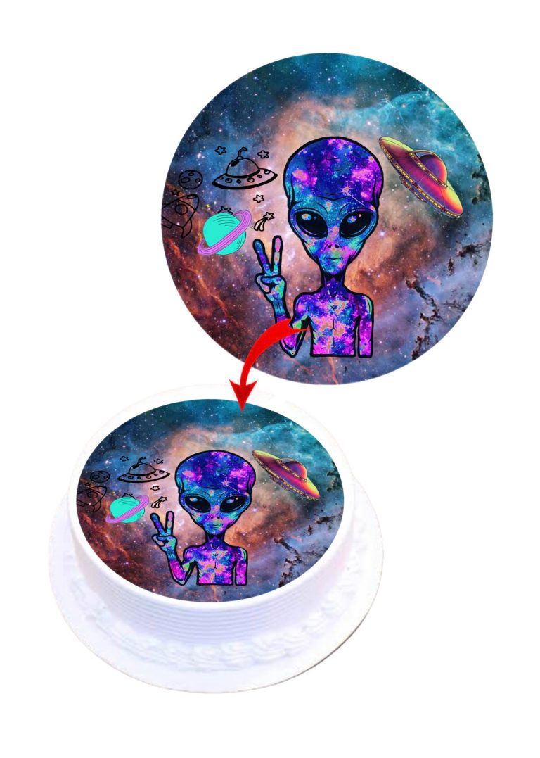 Alien Edible Cake Topper Round Images Cake Decoration - Happy Party ...